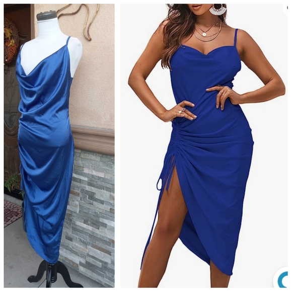 Lyaner | Dresses | Lyaner Womens Satin Drape Cowl Neck Dress | Poshmark